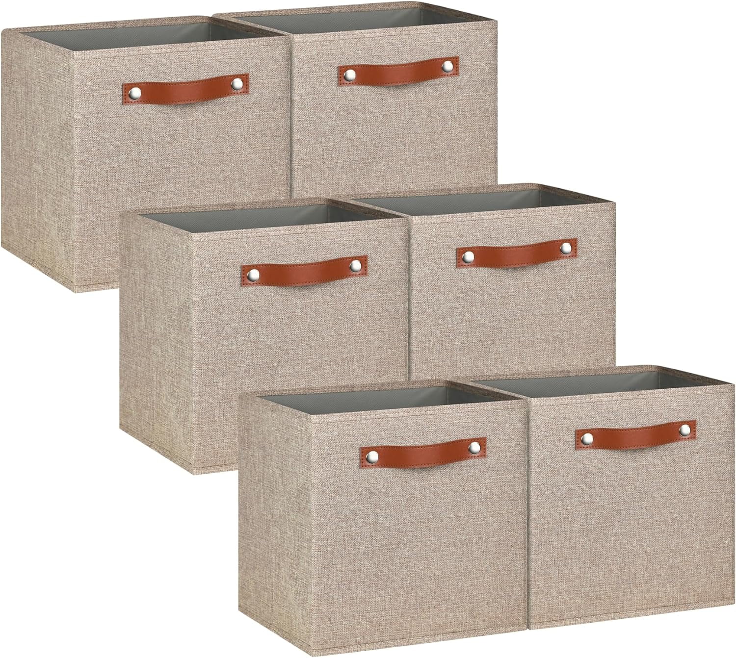 Pomatree 11 Inch Cube Storage Bin 6 Pack Linen Fabric Cubby Storage Bins Walmart