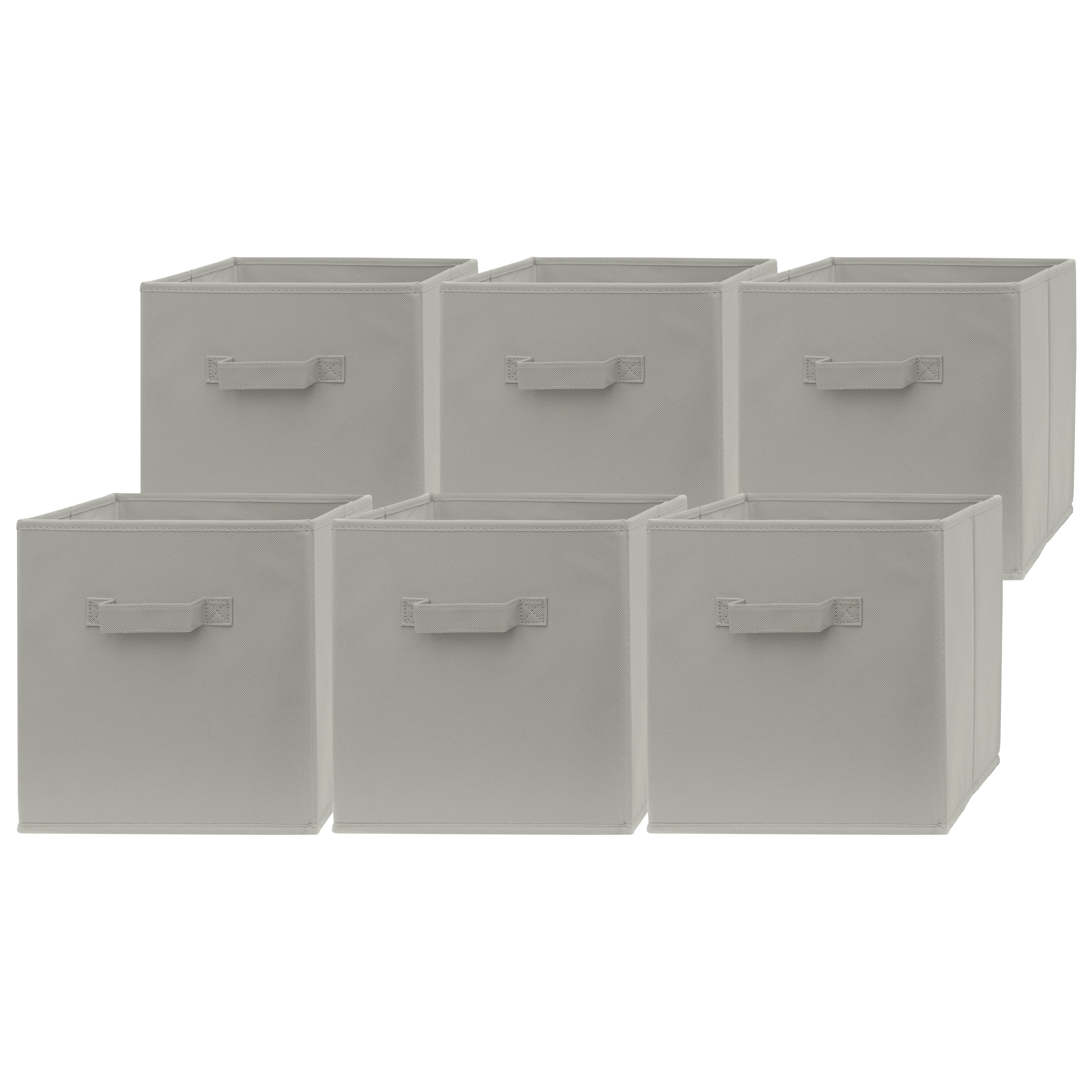 Pomatree Strong Organizer 12x12 Fabric Cube Storage Bins - 6 Pack (Grey ...