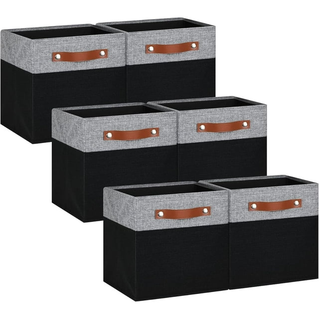 Pomatree 13x13 Storage Cubes - 6 Pack - Linen Fabric 13 Inch Cube ...