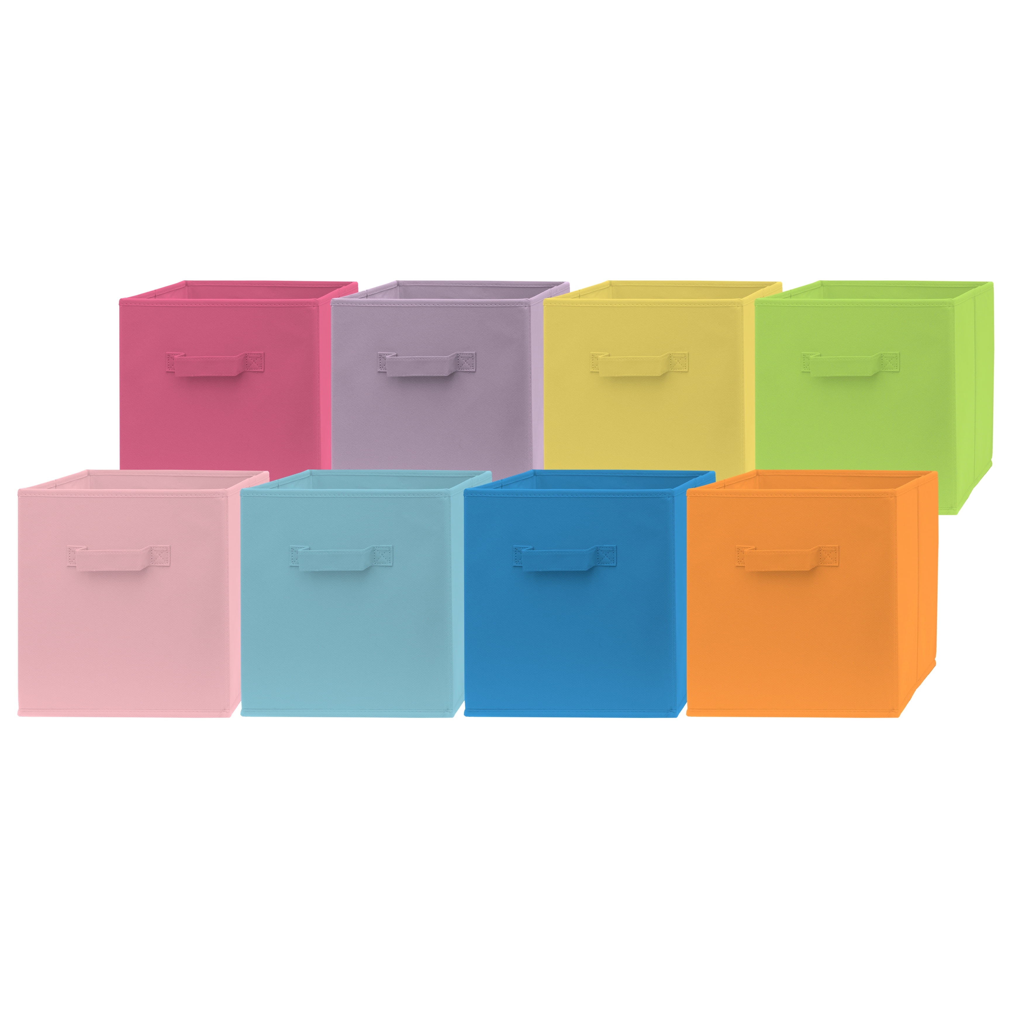 Colorful storage bins store