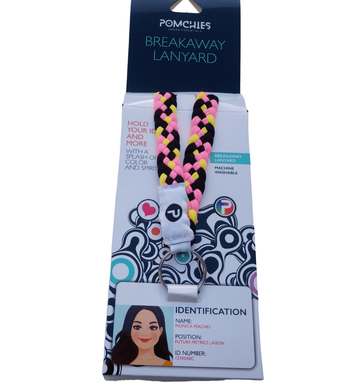 Pomchies Breakaway Lanyard Black/Yellow/Pink PB49525W - Walmart.com
