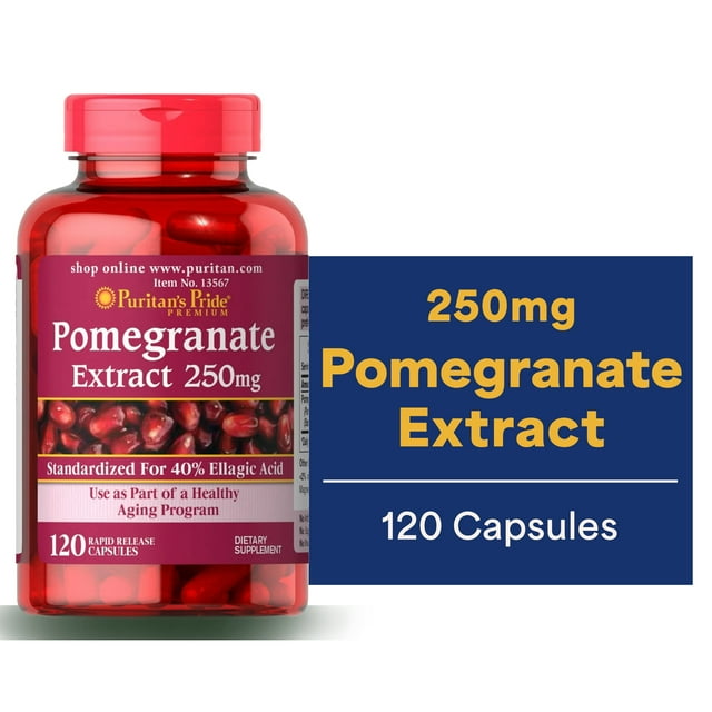 Puritan's Pride Pomegranate Extract 250mg, 120 Count Fruit Capsules ...