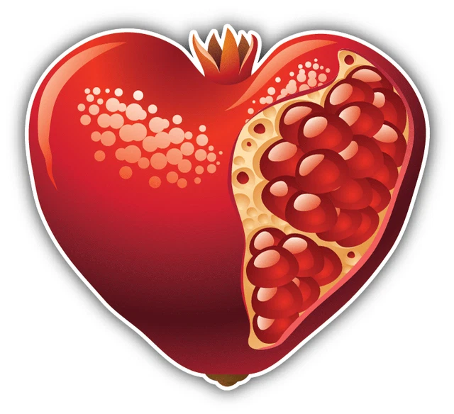 Pomegranate Food Shape Of Heart Car Sticker Phone Decal Water Bottle ...