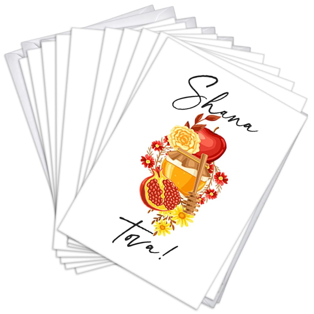 Pomegranate Honey Rosh Hashanah Jewish New Year Greeting Cards | 20 ...