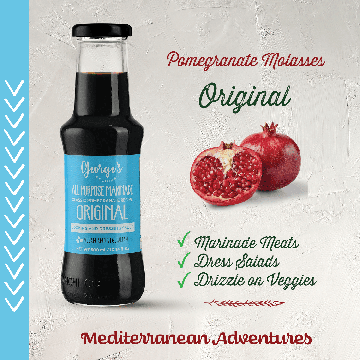 George's Pomegranate Molasses Marinade & Dressing, Original, Vegan, 300 ...
