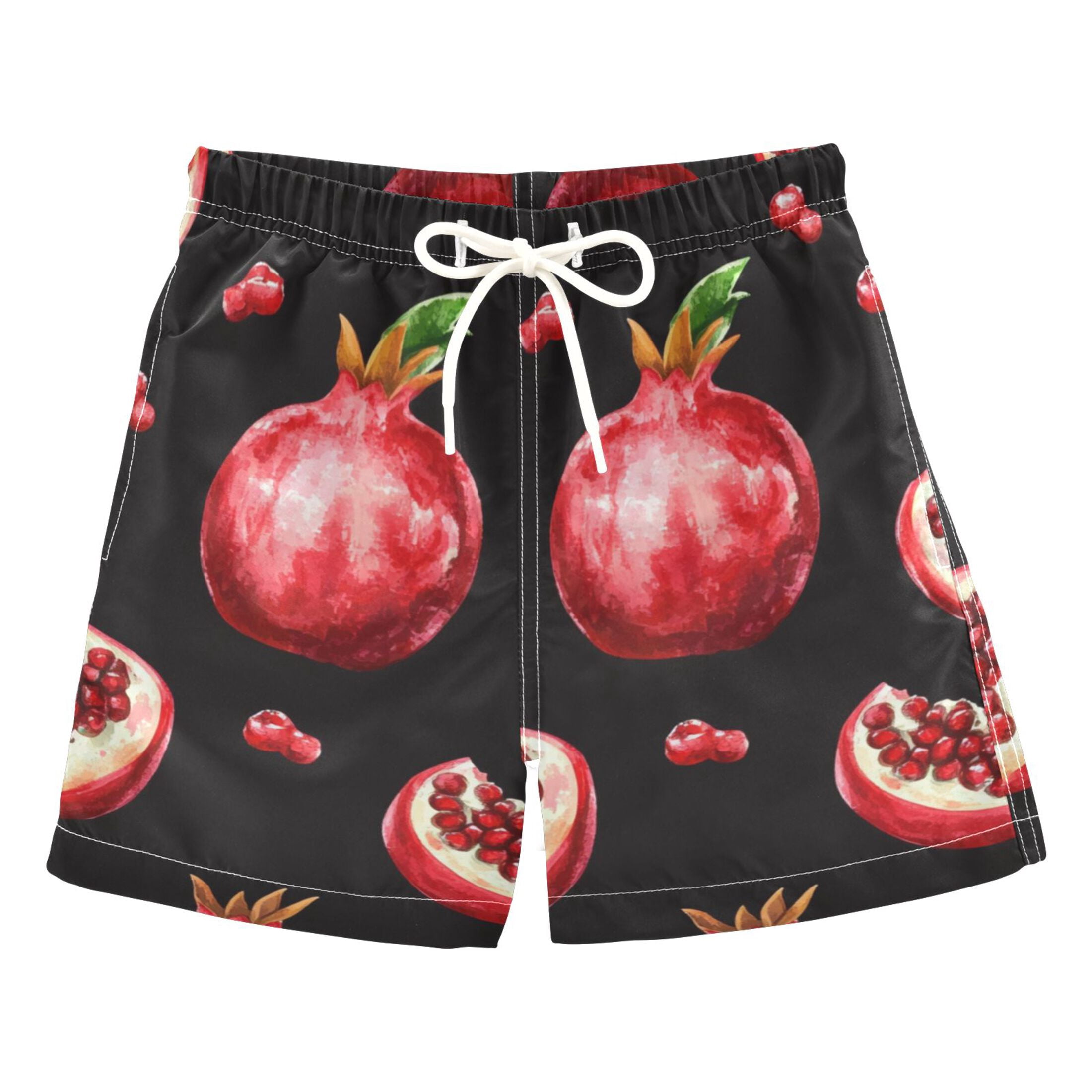 Pomegranate Pattern on Black Boys Swim Trunks Quick Dry Boy Swim Shorts ...