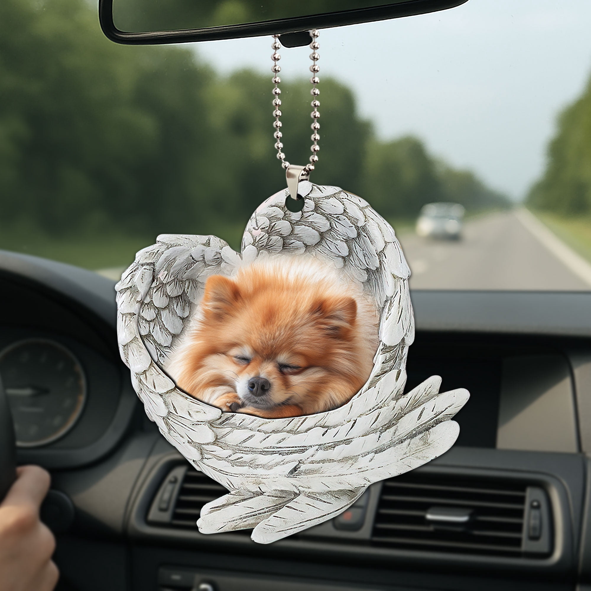 Pomeranian Angel Car Ornament – Memorial Dog Gift & Xmas Tree Hanging ...