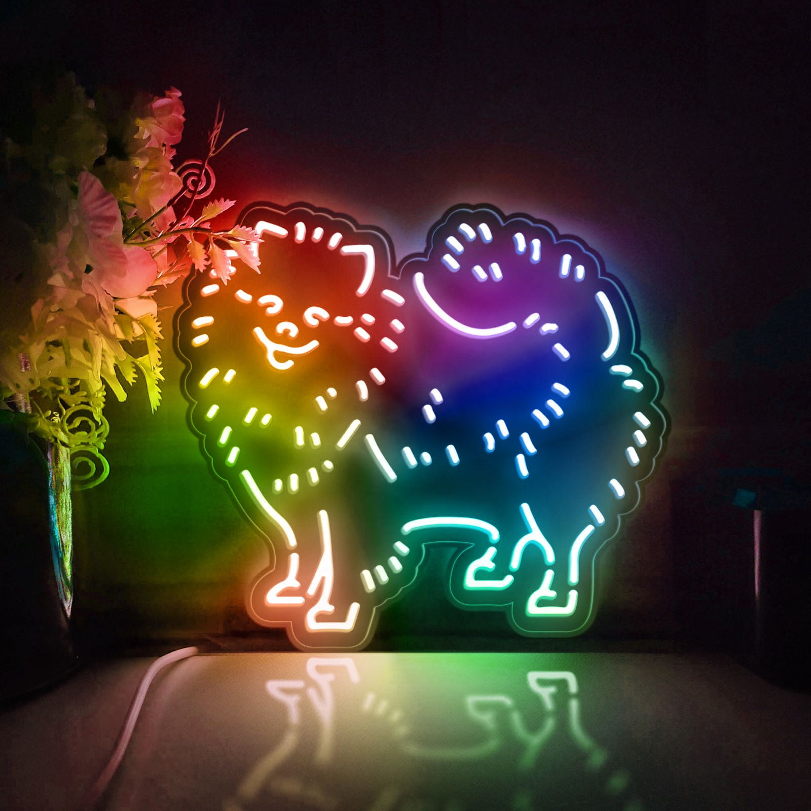 Pomeranian Breed Led Light Box, Dimmable Neon-Like Light Signs USB ...