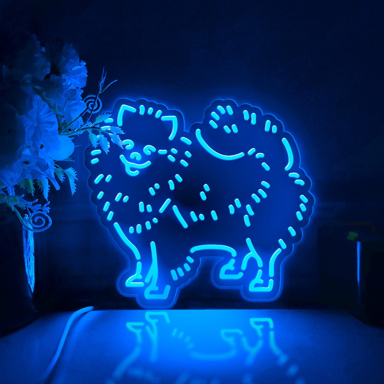 Pomeranian Breed Led Light Box, Dimmable Neon-Like Light Signs USB ...
