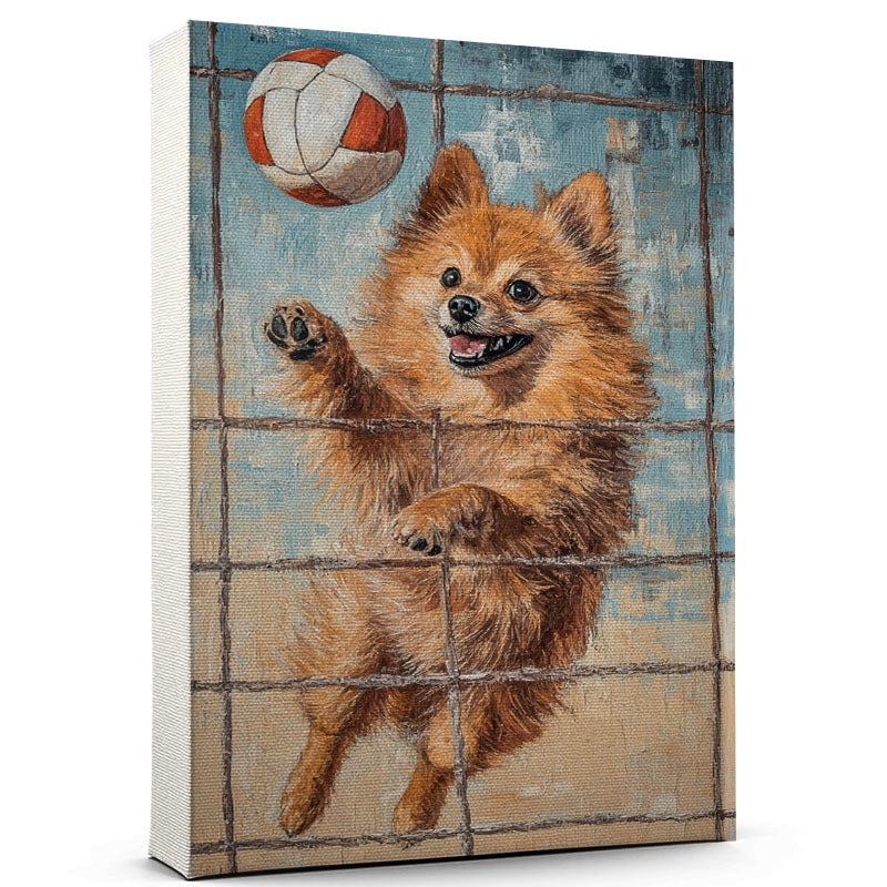 Pomeranian Cute Dog Volleyball Poster Canvas – Retro Pomeranian Dog ...