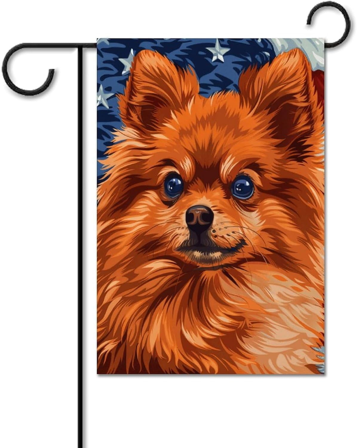 Pomeranian Dog American Garden Flags Dog 4th of July Flag Double Sided ...