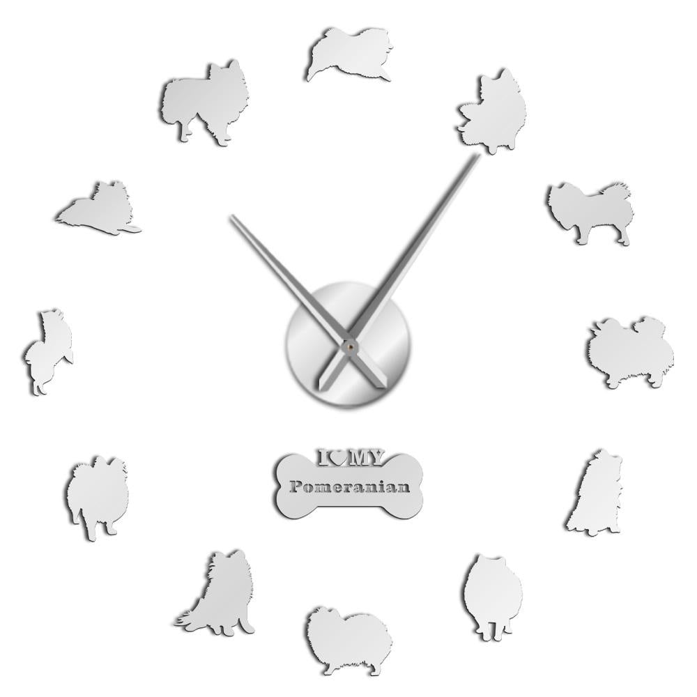 Pomeranian Dog Frameless Wall Clock Stickers, DIY Modern Decorative ...