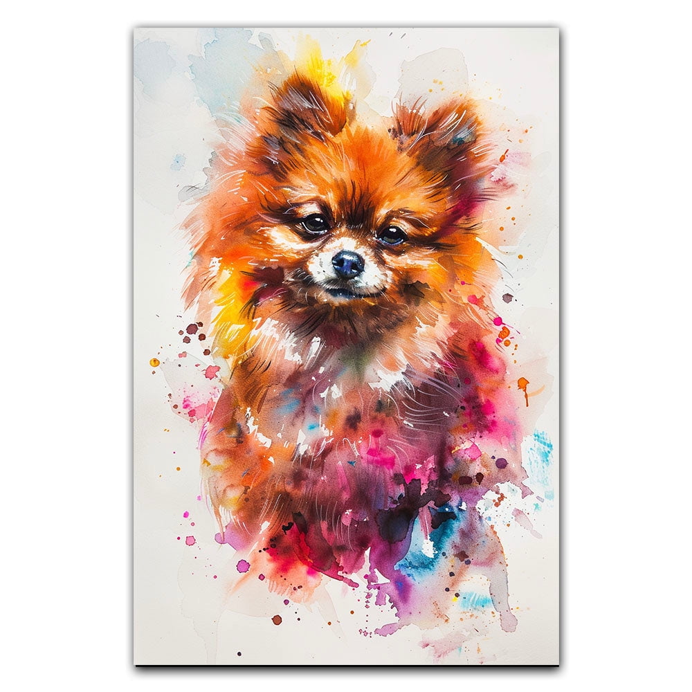 Pomeranian Dog Poster Wall Art, Modern Cute Colorful Puppy Poster Dog ...