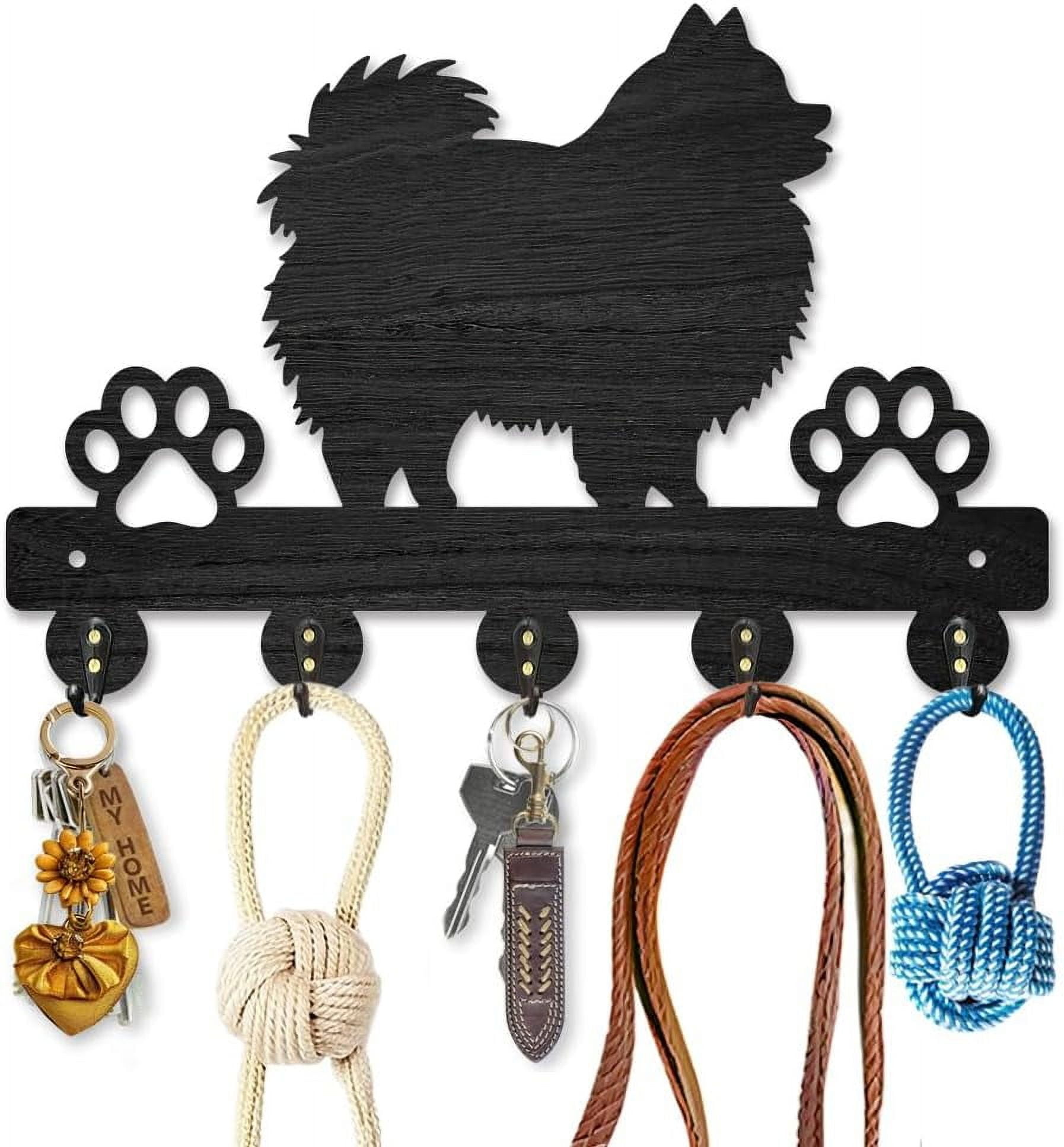 Pomeranian Dog Wood Key Holder for Wall Animal Dog Paws Wall Mounted ...