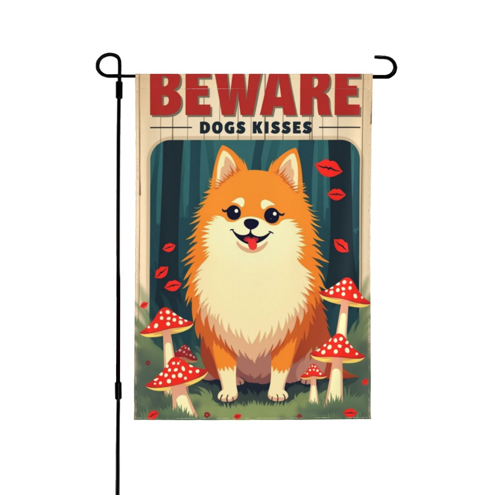 Pomeranian Funny Flags Dog Garden Flags 12.5x18 Double Sided, BEWARE OF ...