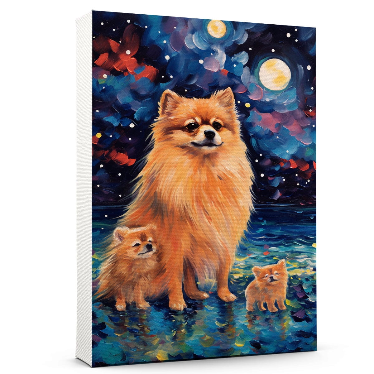 Pomeranian Gift Starry Night Dog Canvas Wall Art Famous Oil Paintings ...