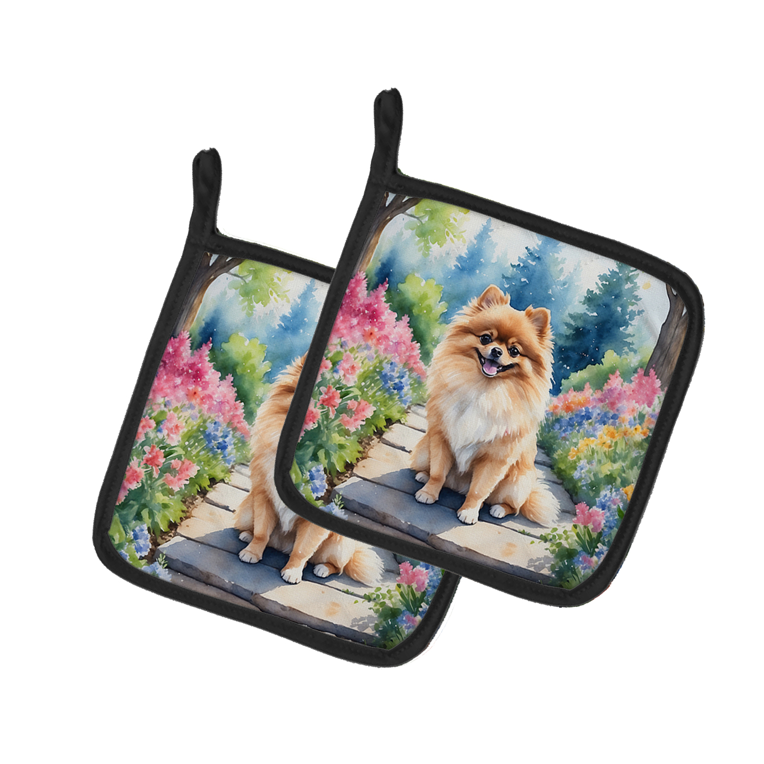 Pomeranian Spring Path Pair of Pot Holders 7.5 in x 7.5 in - Walmart.com