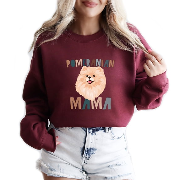 Pomeranian Women's Long Sleeve Crewneck Dog Mom Sweatshirt Pom Puppy ...