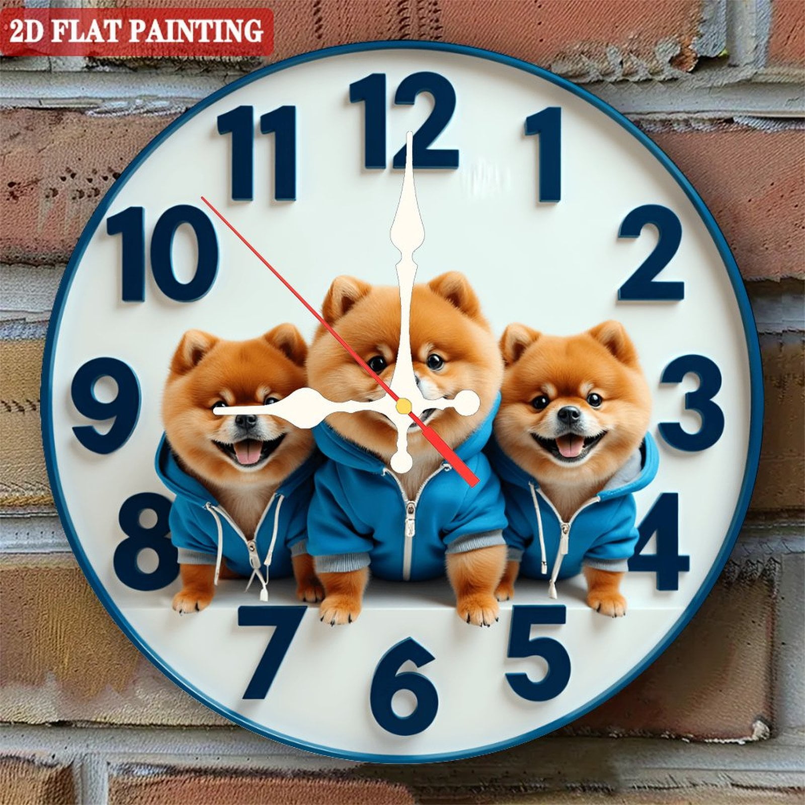 Pomeranians in blue, fluffy cuteness softening each hour. 12-inch (30cm ...