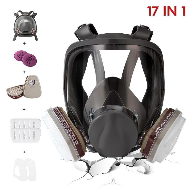 Pomerol Reusable Full Mask with Filter Cartridge, 17 in 1 Full Face ...