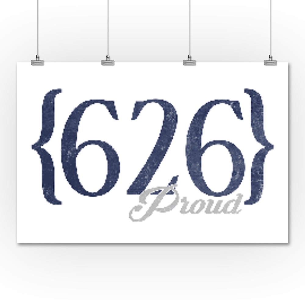 Pomona, California - 626 Area Code (Blue) - Lantern Press Artwork ...