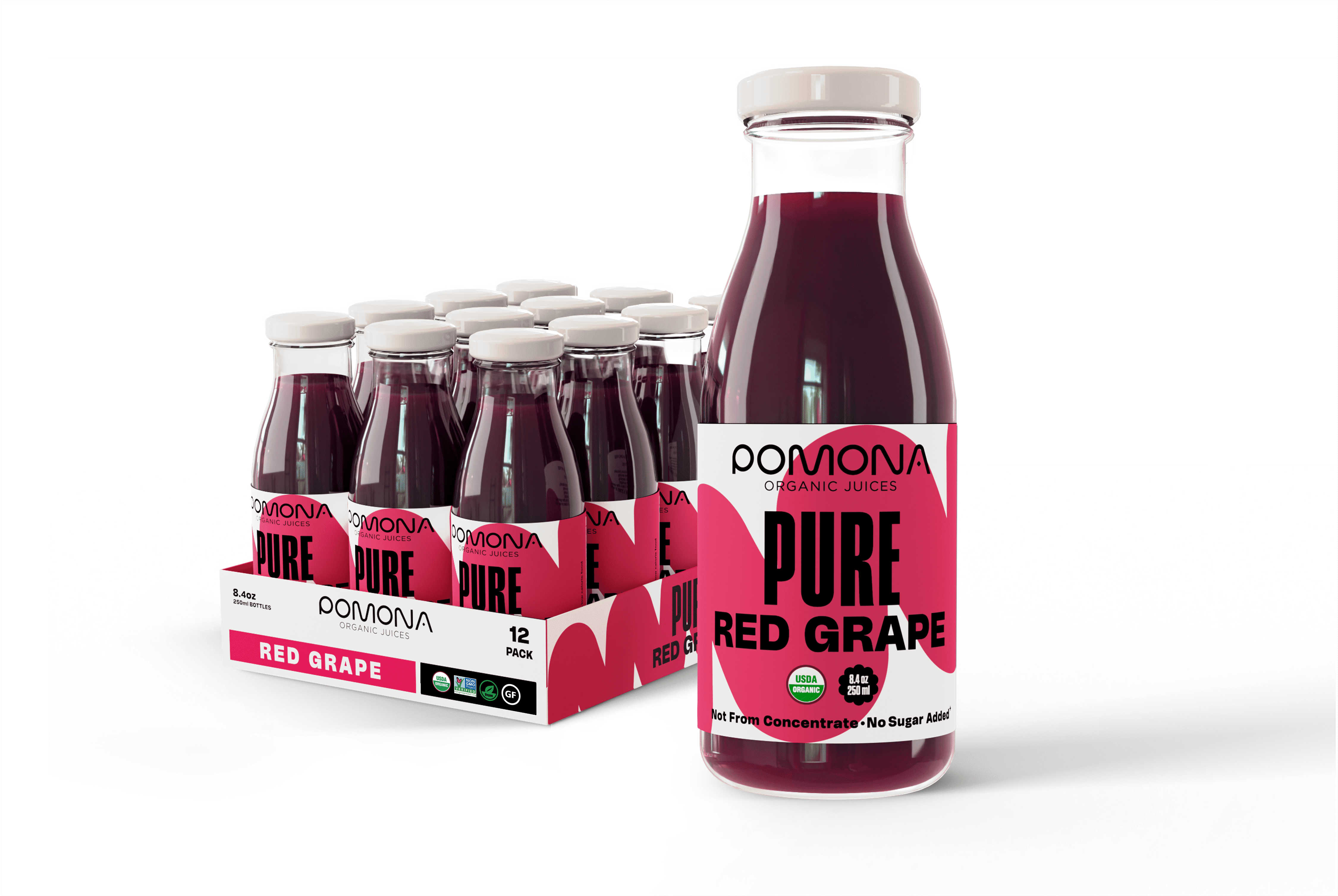 Pomona Organic Juices Pure Grape Juice, 8.4 Oz Bottle Pack of 12, Cold ...
