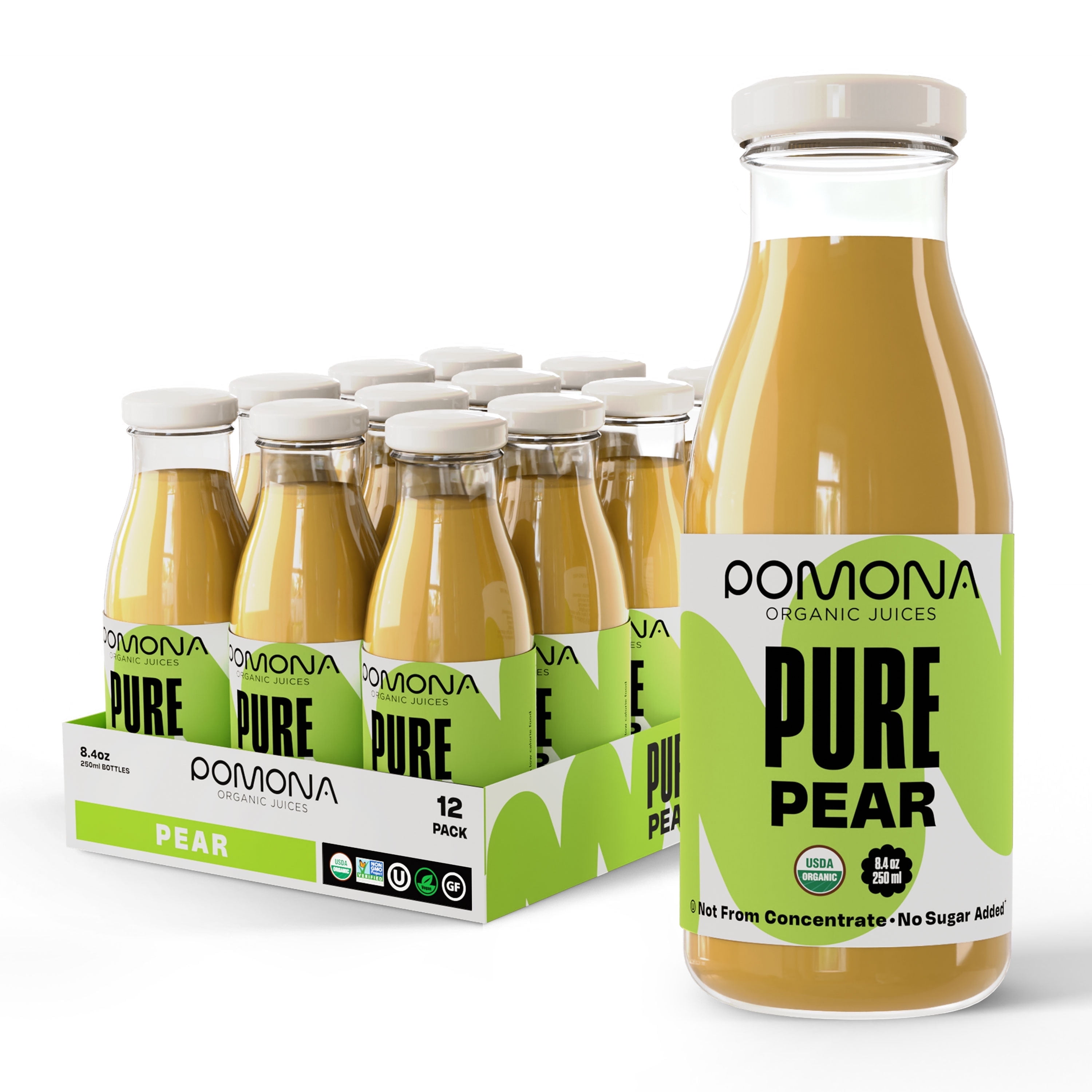Pomona Organic Juices Pure Pear Juice, 8.4 Ounce Bottle (Pack of 12 ...