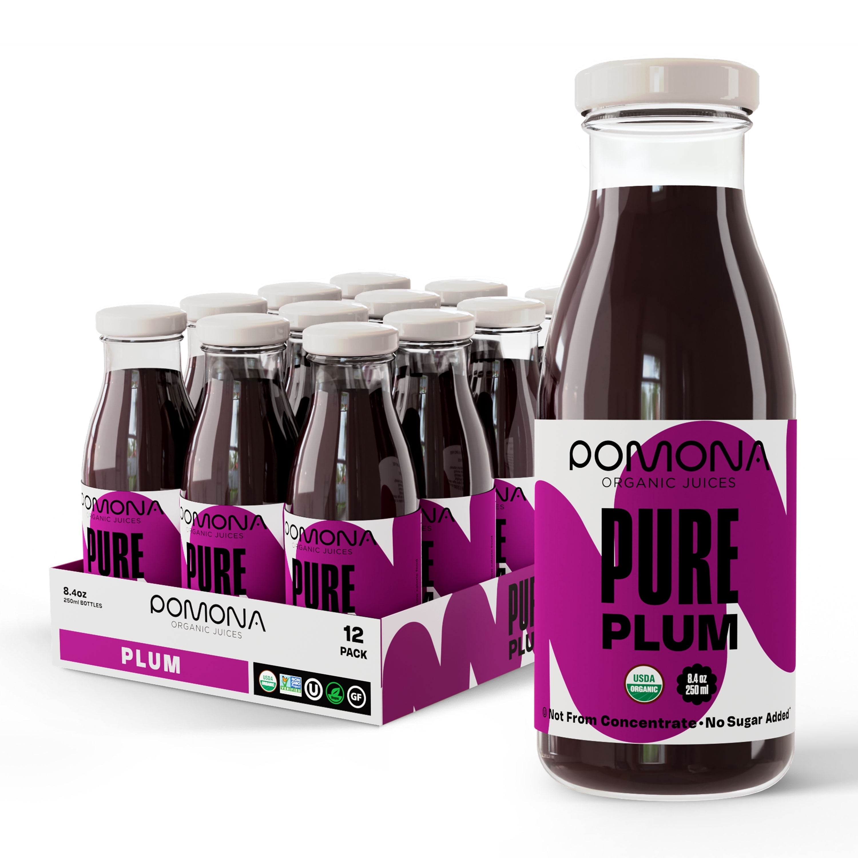 Pomona Organic Juices Pure Plum Juice: Pack of 12 x 8.4 Ounce Bottles ...