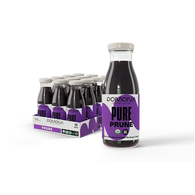 Pomona Organic Juices Pure Prune Juice, 8.4 Ounce Bottle (Pack of 12 ...