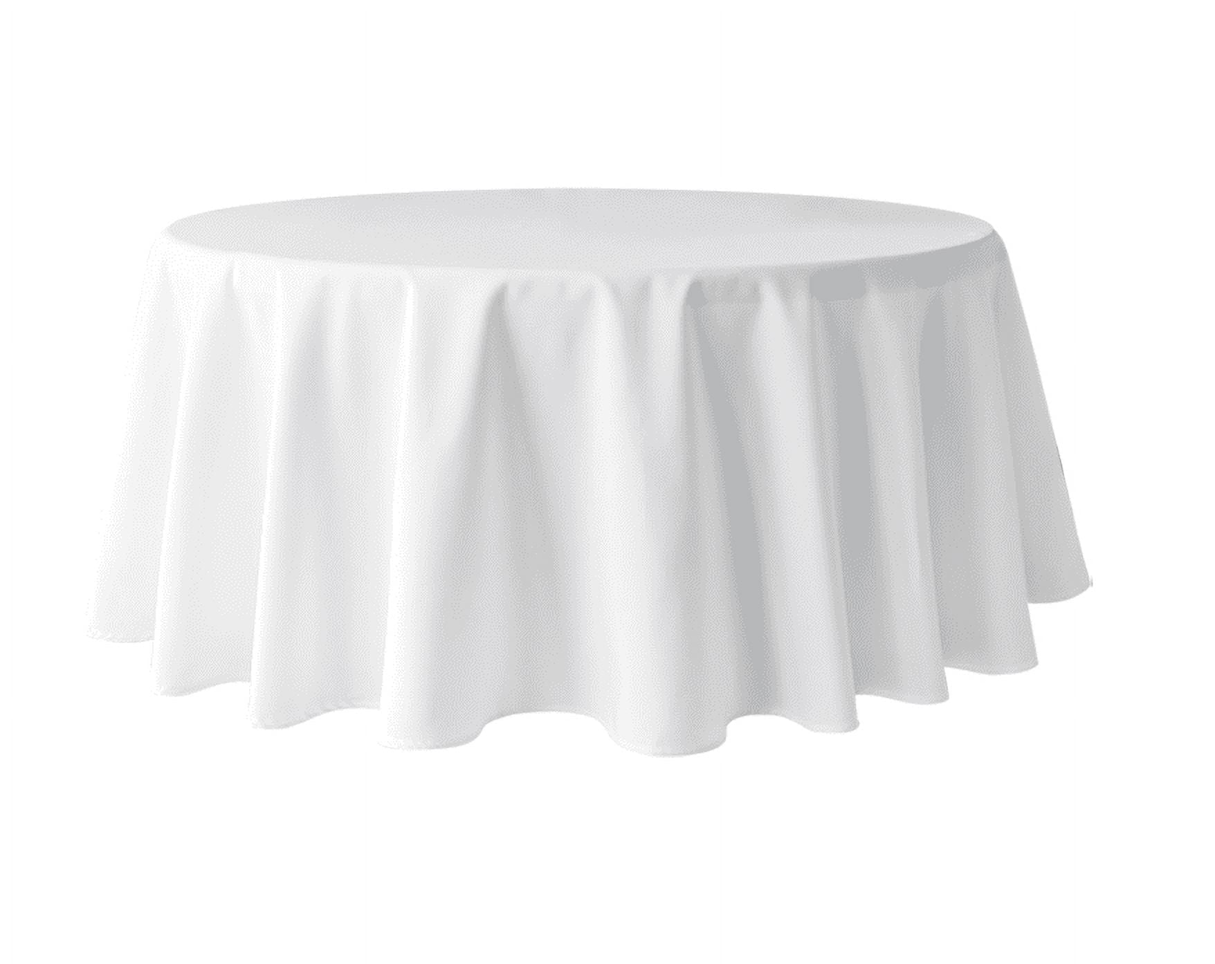 Pomp White 120" Round Poplin Polyester Tablecloth | Wrinkle + Stain ...