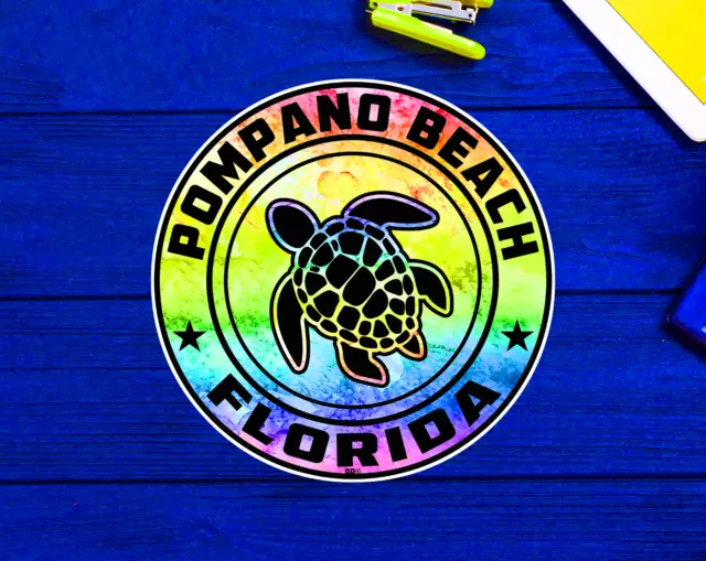 Pompano Beach Florida Beach Sticker Decal Sticker Sea Turtle Phone ...