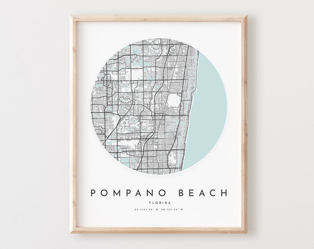 Pompano Beach Map Print, Pompano Beach Map Poster City Wall Art, Fl Road Map, Florida Print ...