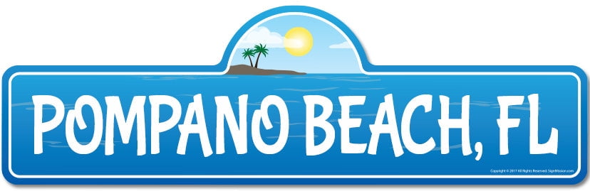 Pompano FL Florida Beach Street Sign | Indoor/Outdoor | Surfer Ocean ...