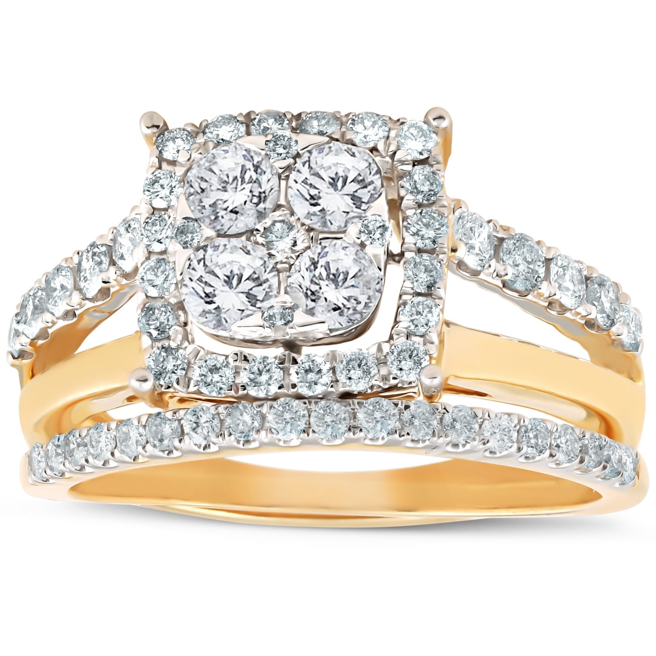 Pompeii 1 1/10 Ct Diamond Cushion Halo Engagement Ring Wedding Set 10k Yellow Gold - Walmart.com