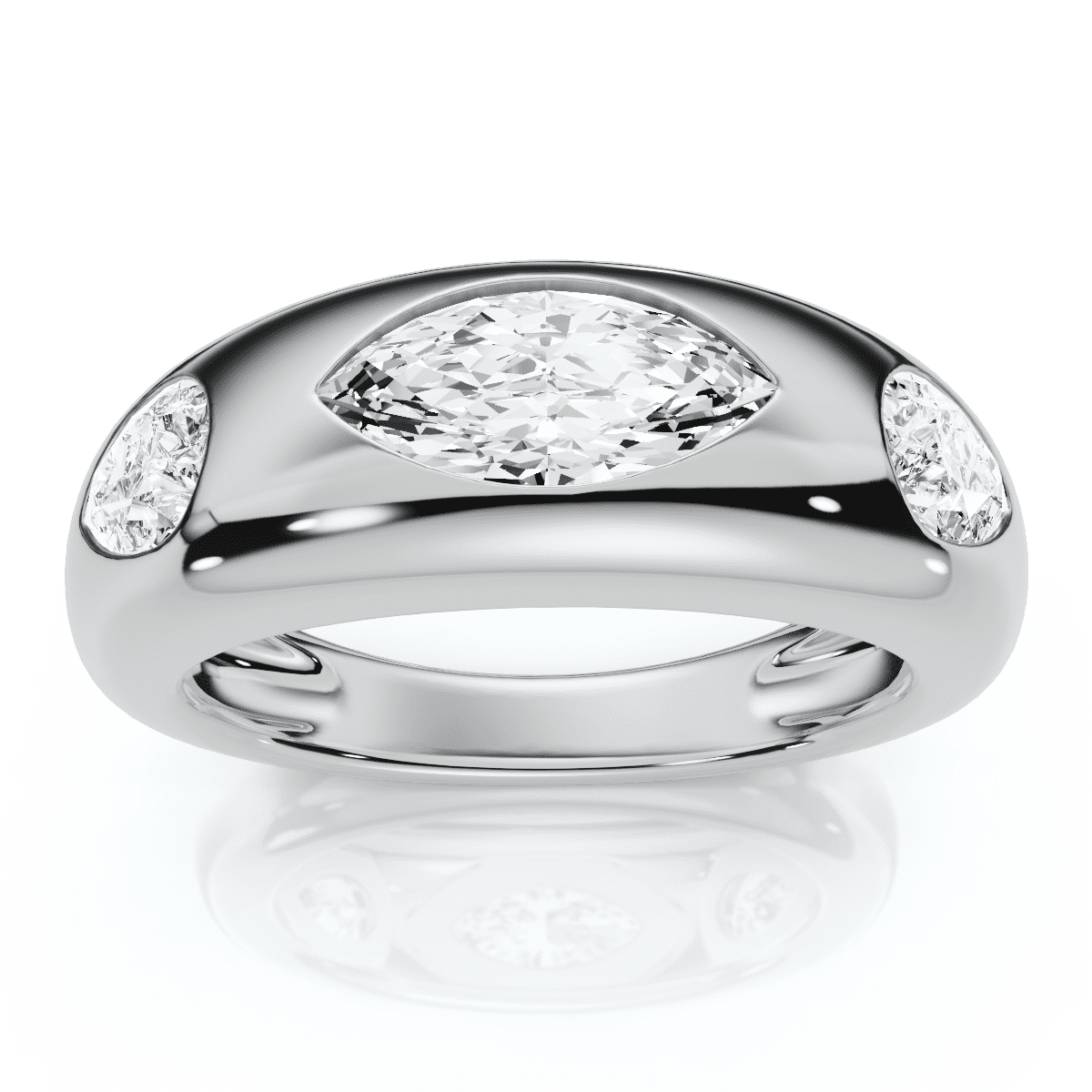Pompeii 1 1/10Ct Sloan Flush Set Marquise Diamond Dome Band 14k Gold ...