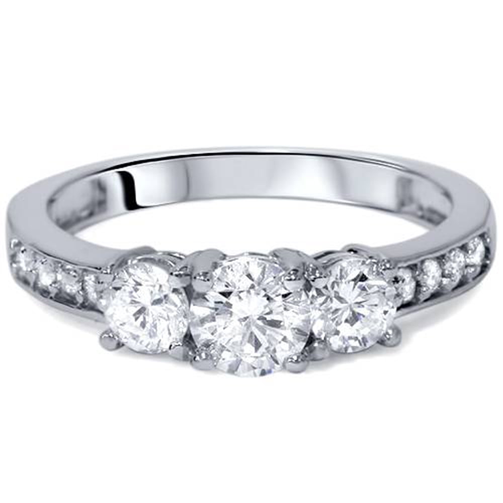 Pompeii 1 1/10ct 3-Stone Diamond Engagement Ring 14K White Gold (H/I,I2-I3) - Walmart.com