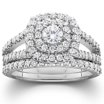 Pompeii 1 1/6ct Princess Cut Cushion Halo Diamond Engagement Ring Set 14K White Gold - Walmart.com