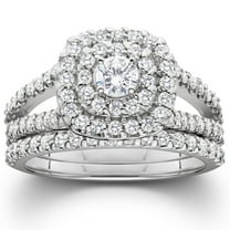 Pompeii 1 1/6ct Princess Cut Cushion Halo Diamond Engagement Ring Set 14K White Gold - Walmart.com
