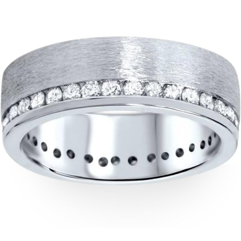 Pompeii 1 1/10ct Diamond Eternity Wedding Ring Brushed 14K Band (G/H,I1 ...