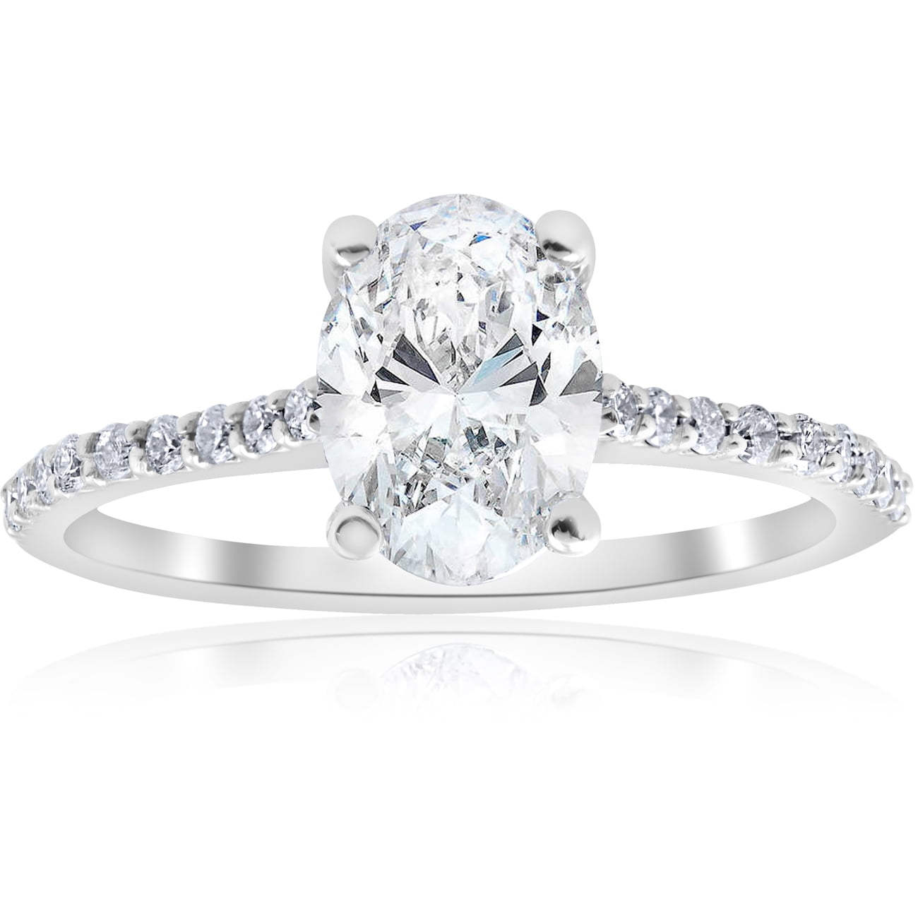 Pompeii 1 1/10ct Oval Diamond Engagement Ring 14k White Gold Jewelry (H ...