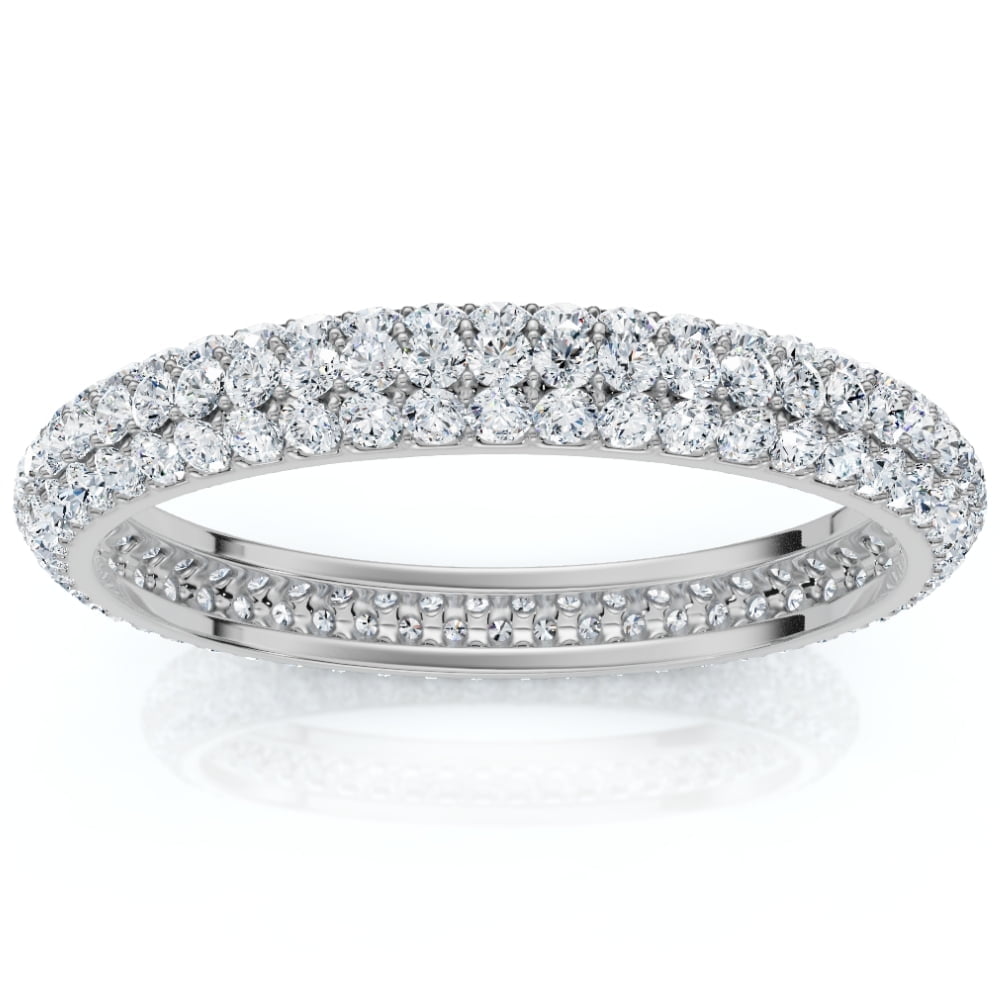 Pompeii3 1.10Ct Pave Diamond Eternity Wedding Ring 14K White Gold Lab ...