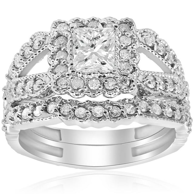 Pompeii 1 1 10ct Princess Cut Halo Diamond Engagement Ring 14k White