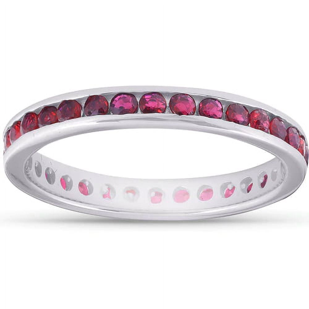 Pompeii 1 1/10ct Ruby Channel Set Eternity Wedding Ring 14K White Gold ...