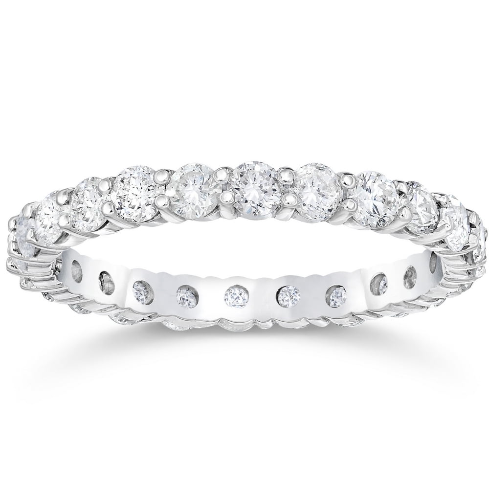 Pompeii 1 1/2 Ct Diamond Eternity Ring Women's Stackable 14k White Gold ...