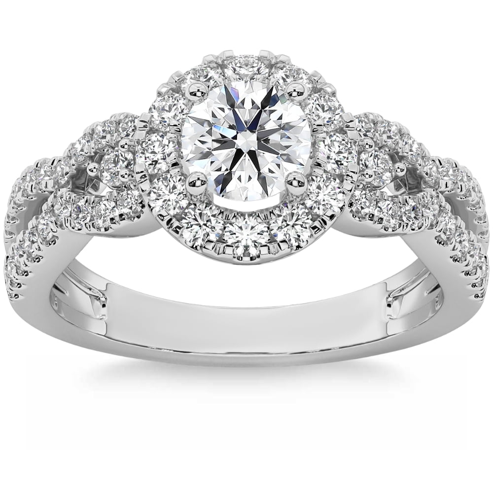 Pompeii 1 1/2 Ct Diamond Halo Intinity Cirss Cross Engagement Ring 10k White Gold - Walmart.com