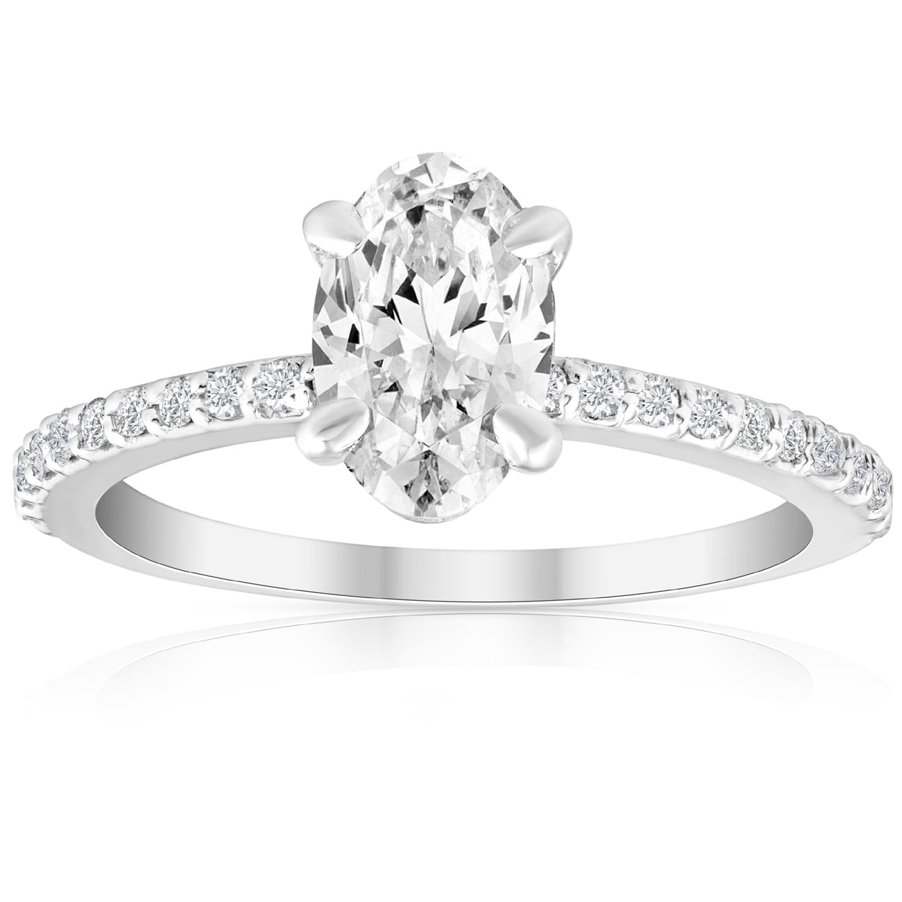 Pompeii 1 1/2 Ct Diamond & Oval Moissanite Engagement Ring 10k White ...