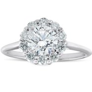 Pompeii 3/4ct 3-Stone Pave Cushion Halo Diamond Engagement Ring Vintage 10k White Gold - Walmart.com