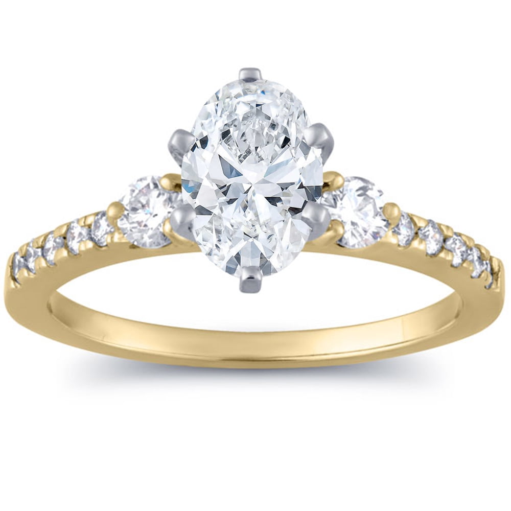 Pompeii 1 1/2 Ct Oval Diamond Engagement Ring 14k Yellow Gold Lab Grown (GH,SI1-SI2) - Walmart.com