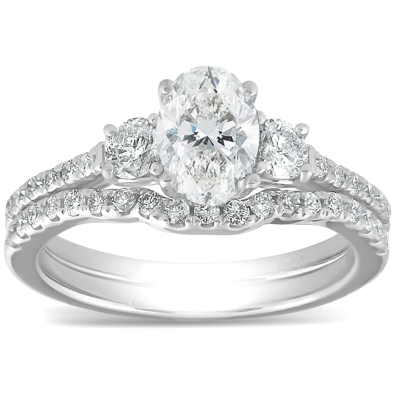 Pompeii 1 1/2 Ct Oval Shape Diamond Engagement Ring Wedding Set 14k ...