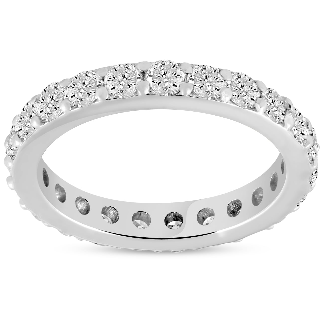 Pompeii 1 1/2 ct Diamond Eternity Ring 14k White Gold Common Prong ...